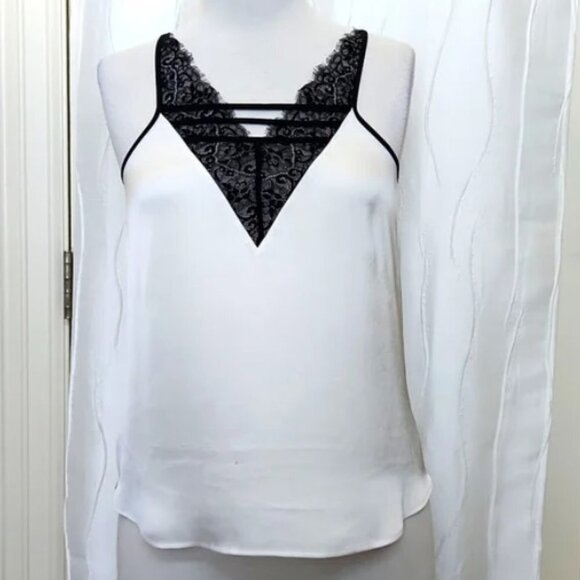 Express | Tops | Express White And Black Lace Tank Top | Poshmark